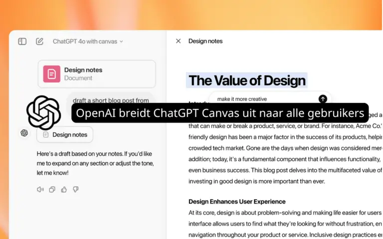 OpenAI breidt ChatGPT Canvas uit naar alle gebruikers - GPTNederlands